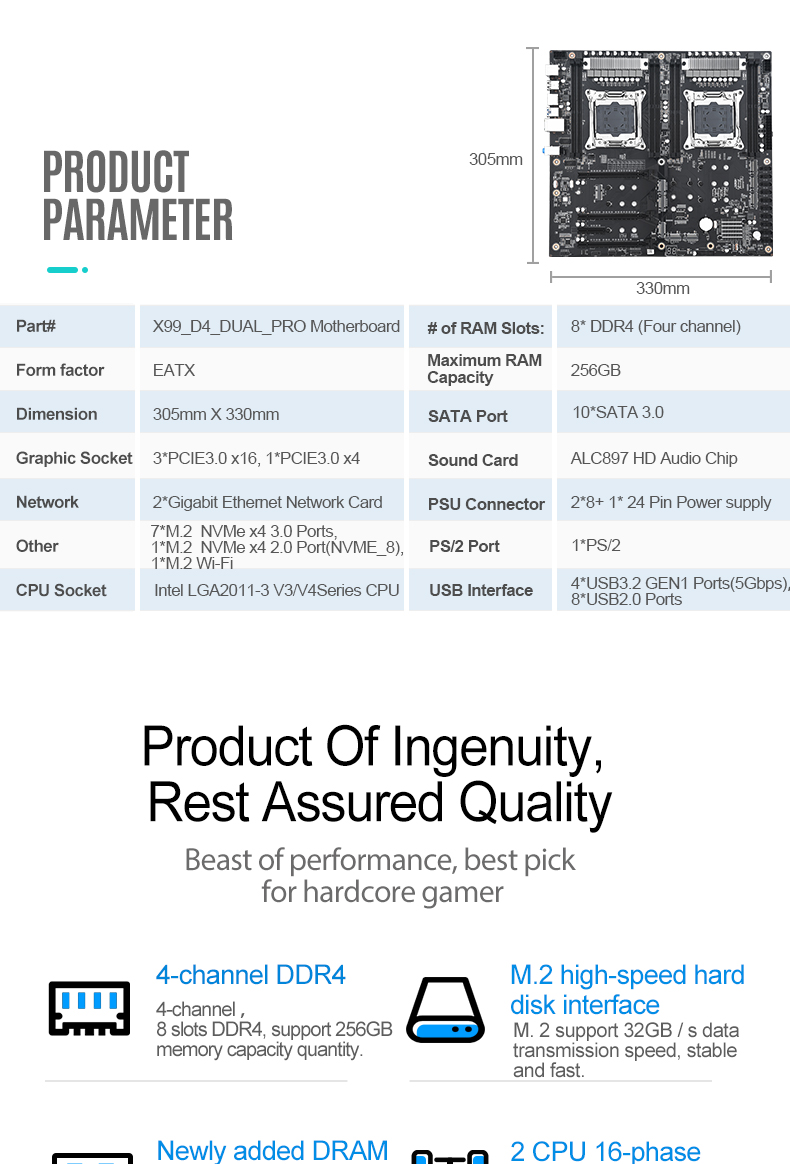 X99 D4 DUAL PRO Motherboard